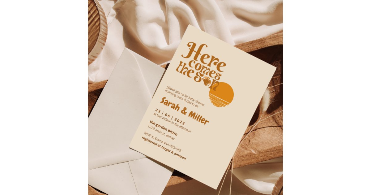 Here Comes The Sun Gender Reveal Invitation | Zazzle