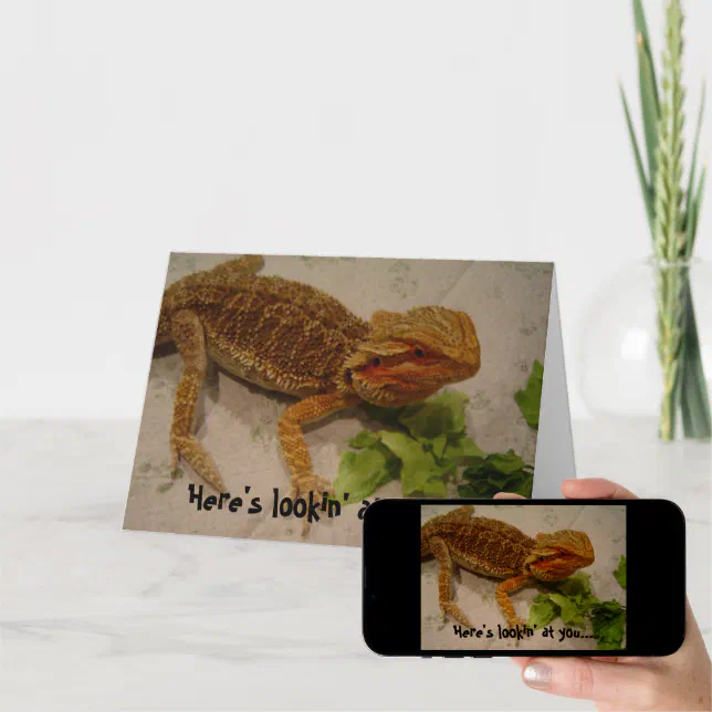 Here's Lookin' at You, Bearded Dragon Birthday Card | Zazzle