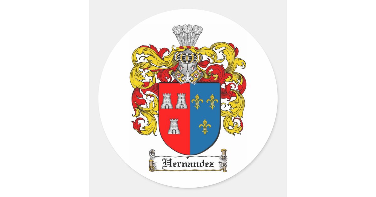 HERNANDEZ FAMILY CREST - HERNANDEZ COAT OF ARMS CLASSIC ROUND STICKER ...