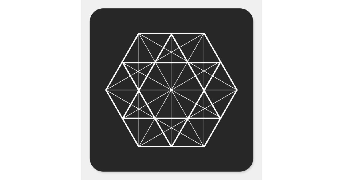 Hexagon lines sacred geometry square sticker | Zazzle