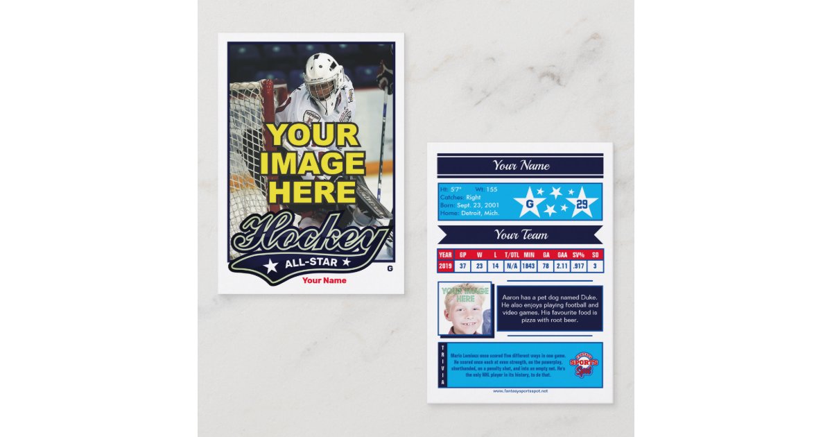 Hockey All-Star - Goalie Stats Calling Card | Zazzle