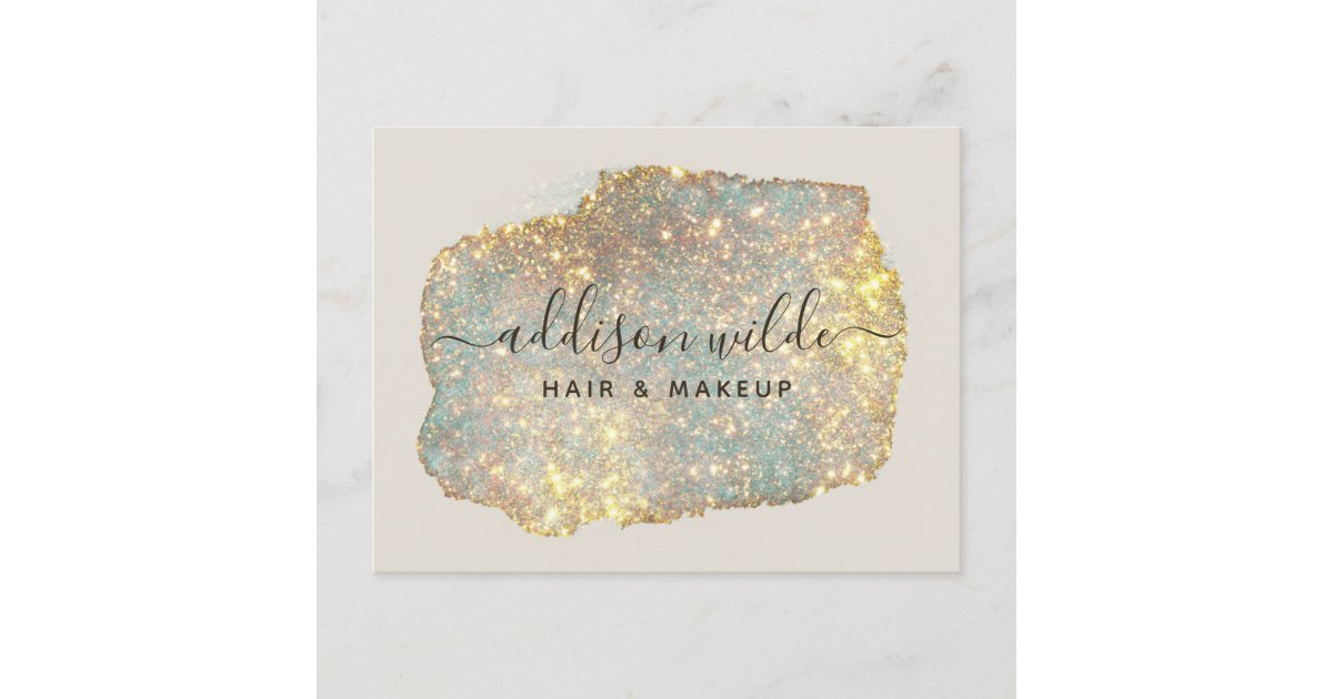 Holographic Signature Script Modern Glam Glitter Postcard | Zazzle