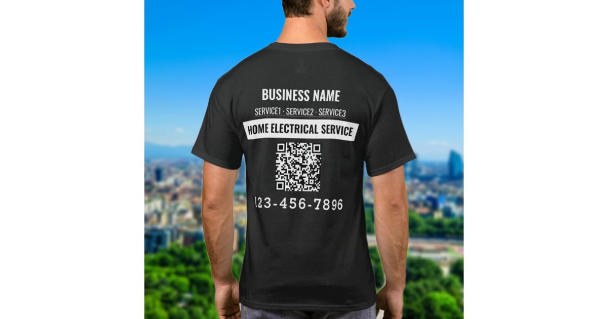 Home electric service QR code Logo custom work T-Shirt | Zazzle