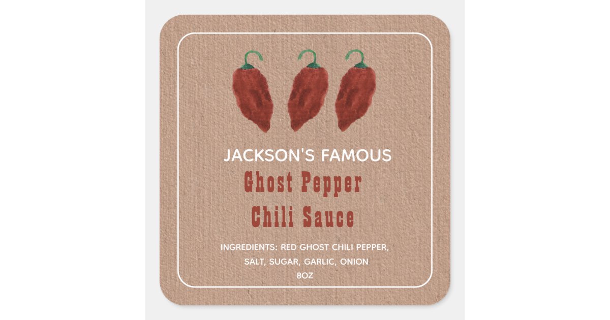 Homemade Hot Sauce Ghost Pepper Chili Sauce Label | Zazzle