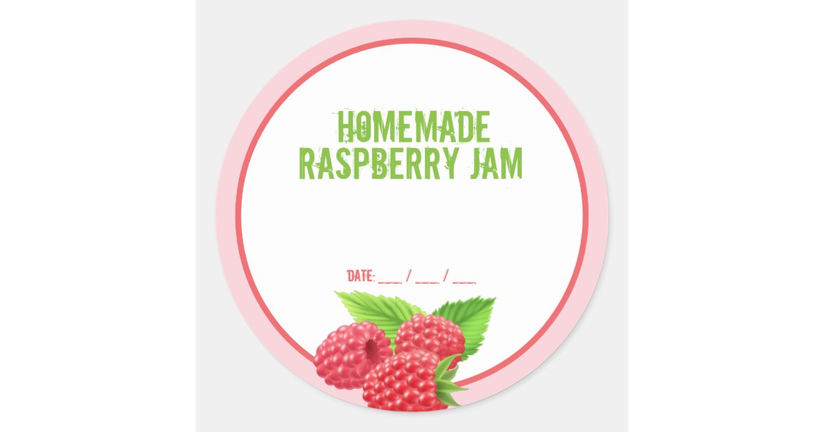 Homemade Raspberry Jam Canning Sticker | Zazzle
