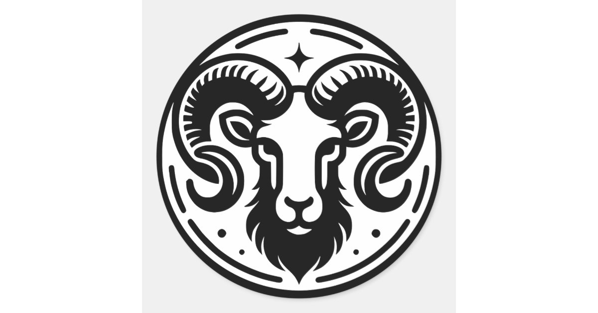 Horoscope Sign Aries Ram Symbol Classic Round Sticker | Zazzle