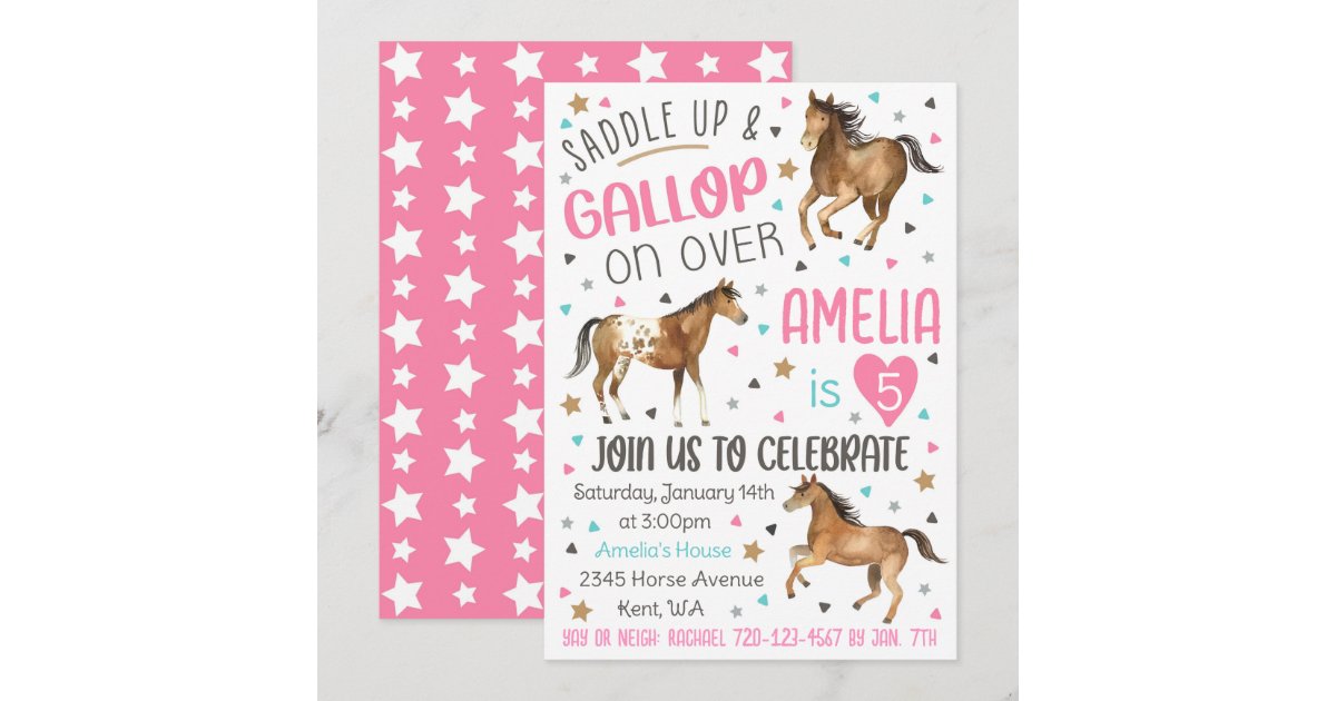 Horse Birthday Invitation, Saddle Up Invitation | Zazzle