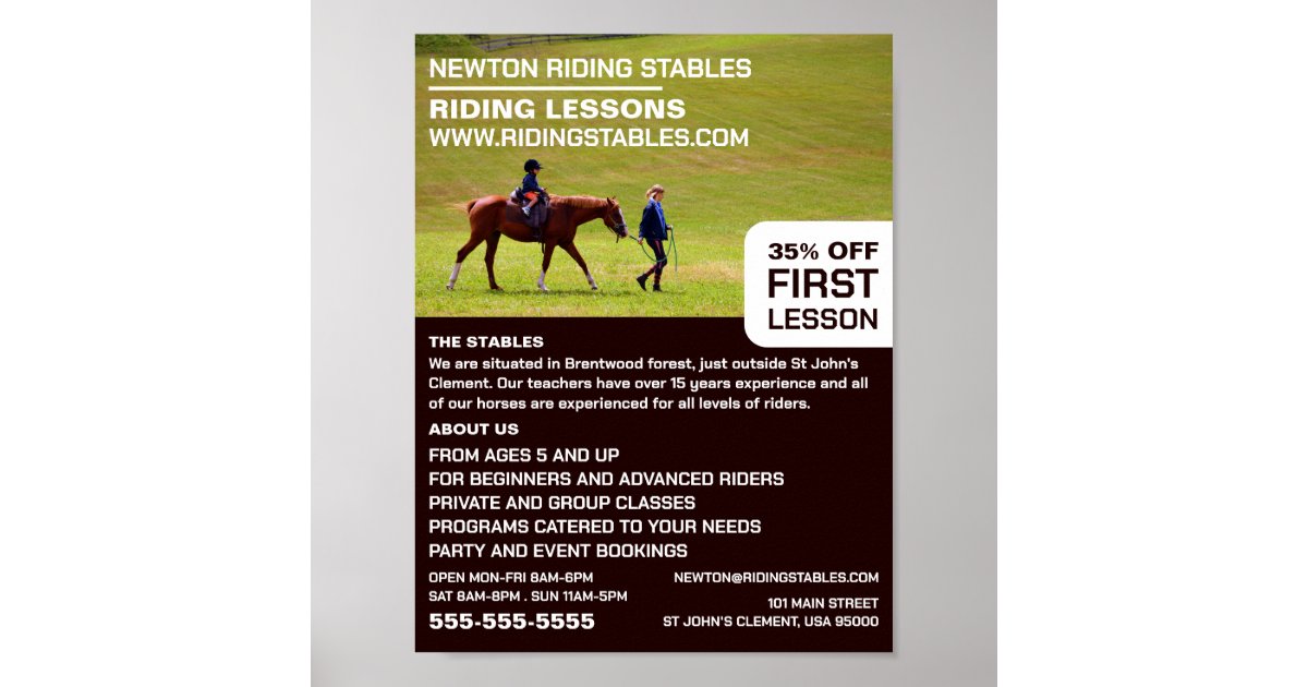 Horse Riding Portrait, Riding Instructor, Academy Poster | Zazzle