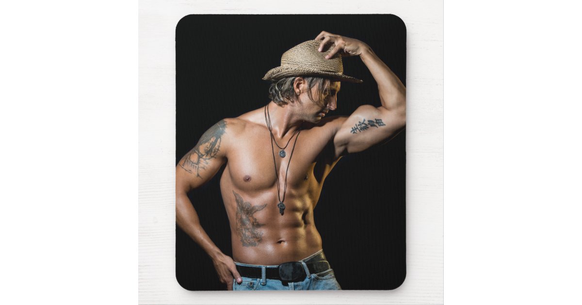 Hot Guy Bicep Tattoo Sexy Shirtless Muscle Man Mouse Pad | Zazzle
