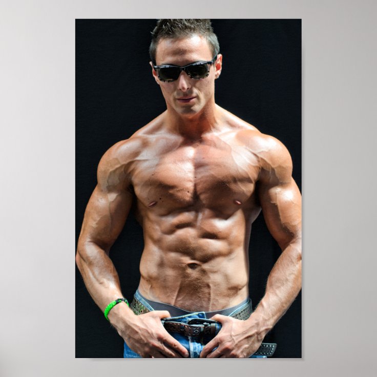 Hot Guy Muscle Man Sexy Stud Shirtless Hunk Poster | Zazzle