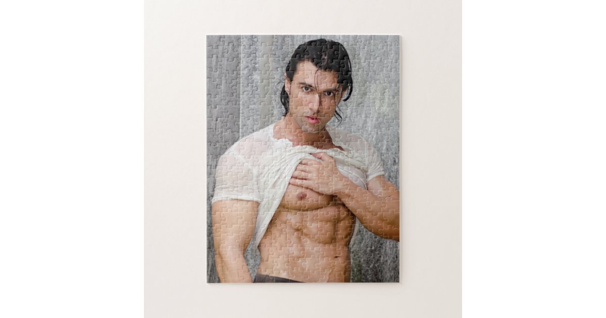 Hot Guy Showers Sexy Muscle Man Hunk Jigsaw Puzzle | Zazzle