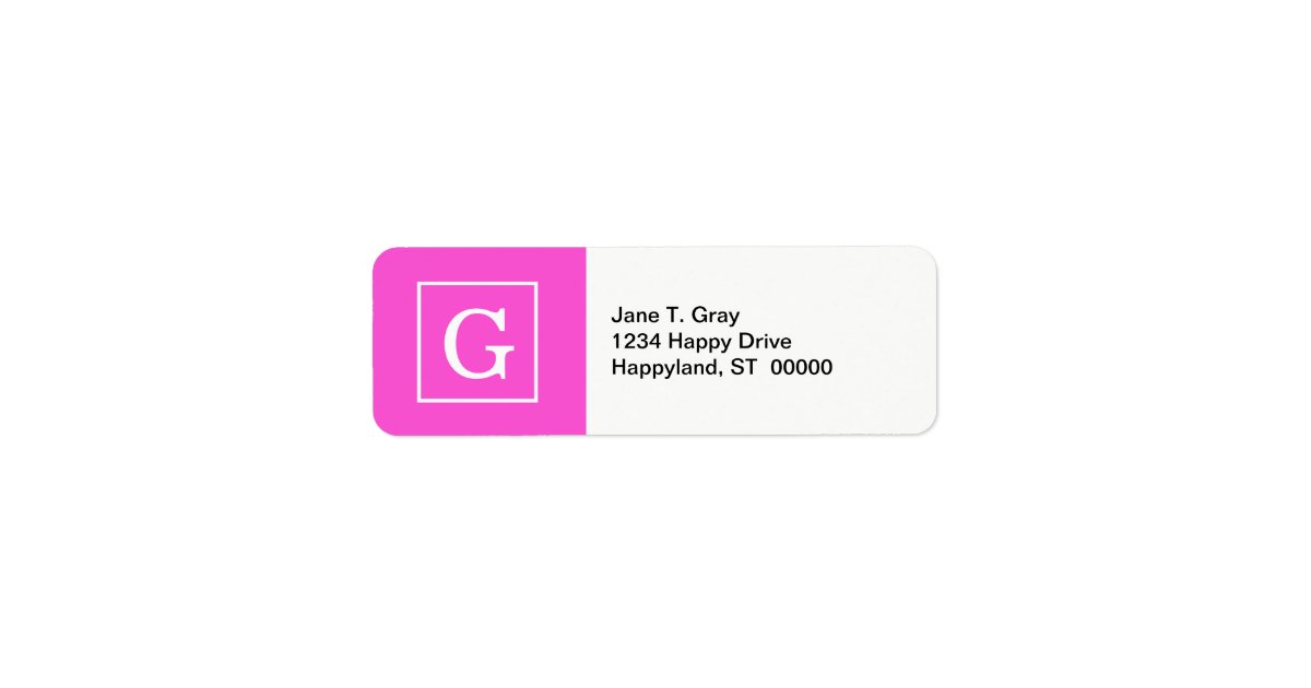 Hot Pink White Framed Initial Monogram | Zazzle