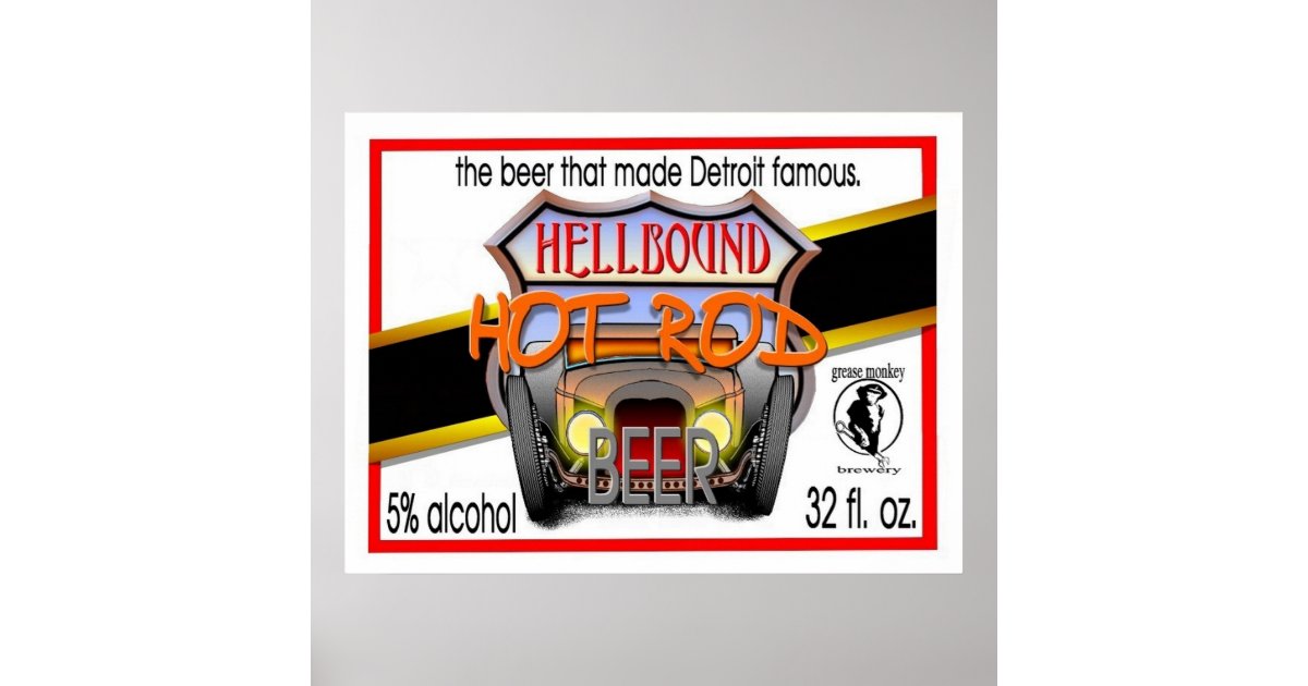 hot rod beer poster | Zazzle
