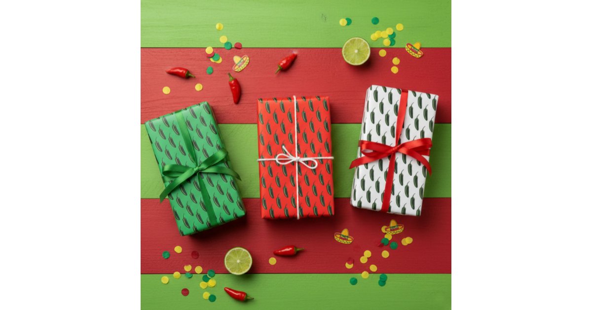 HOT & SPICY Jalapeño Chile Peppers Pattern Wrapping Paper Sheet | Zazzle