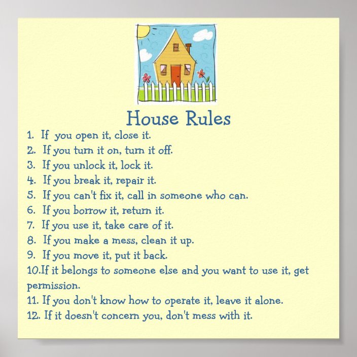 House Rules Poster | Zazzle.ca