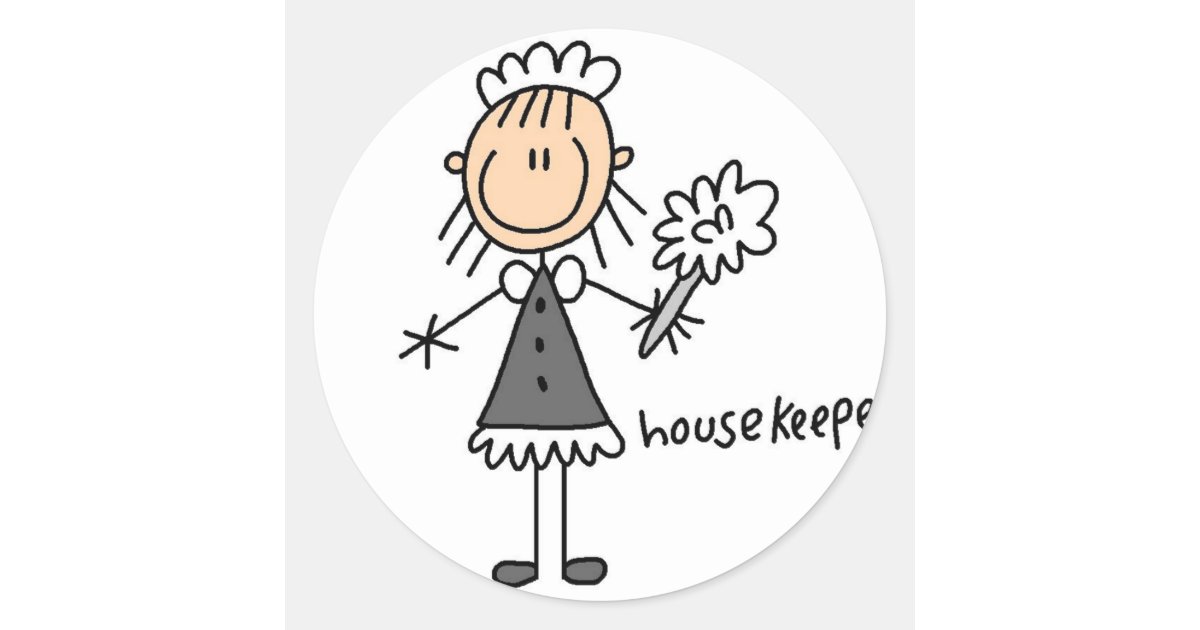 Housekeeper Stick Figure Sticker | Zazzle