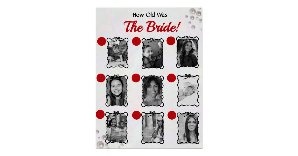 How Old Was the Bride? Bridal Shower Guessing Game Poster | Zazzle