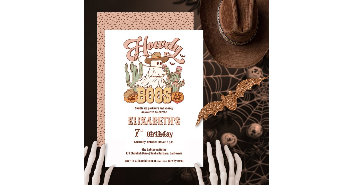 Howdy Boos Ghost Halloween Birthday Party Invitation | Zazzle