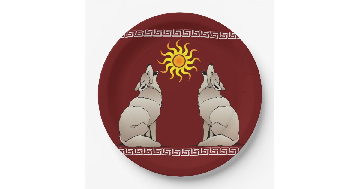 HOWLING COYOTES BENEATH A SOUTHWESTERN SUN PAPER PLATE | Zazzle