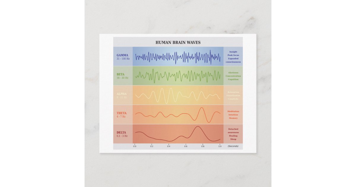 Human Brain Waves Chart Design Rainbow Colours Postcard | Zazzle