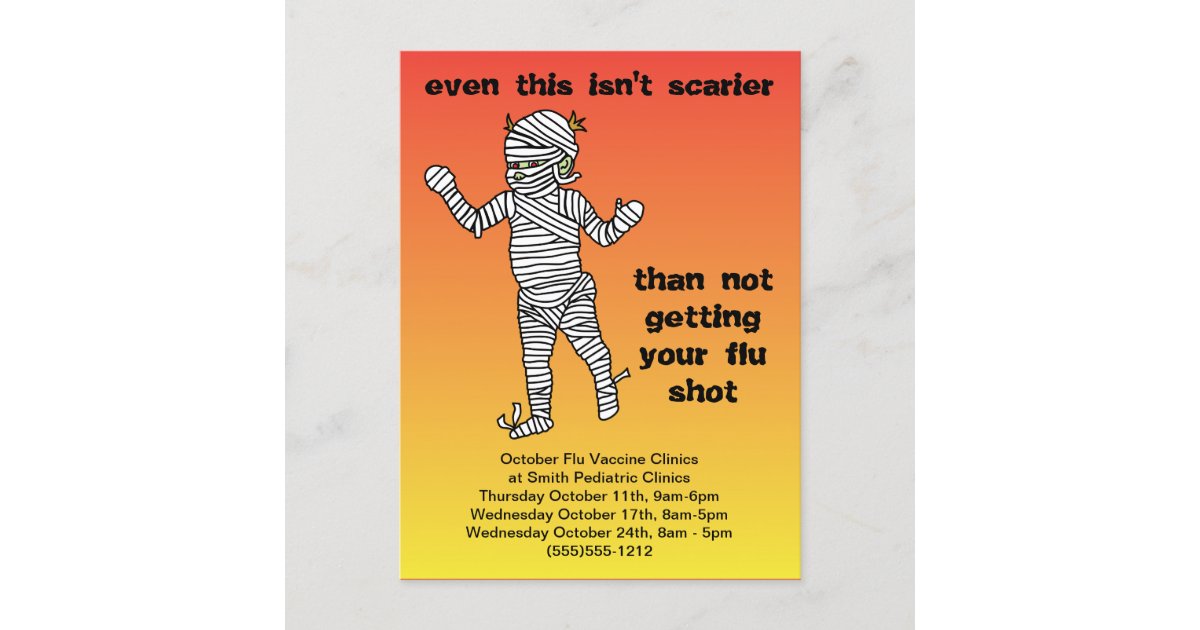 Humourous Pediatric Flu Vaccine Reminder Announcement Postcard | Zazzle