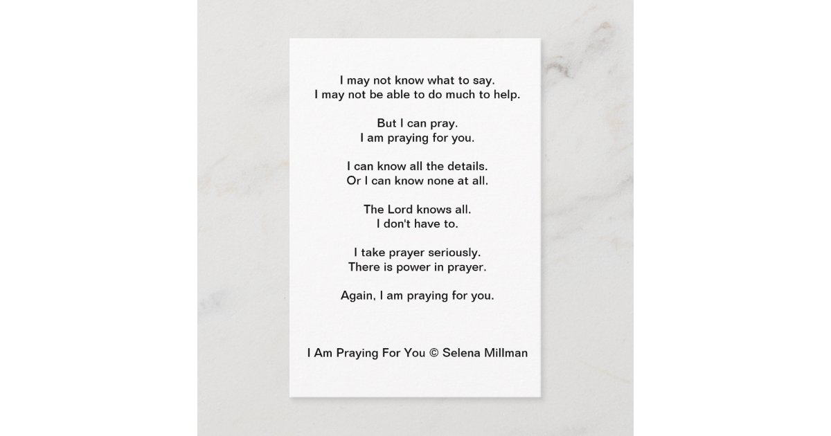 "I Am Praying For You" Poem Enclosure Card | Zazzle