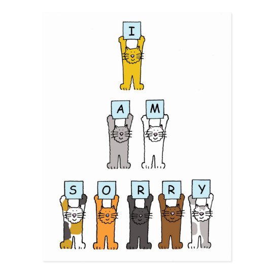 I Am Sorry, Cute Cartoon Cats Postcard | Zazzle.ca
