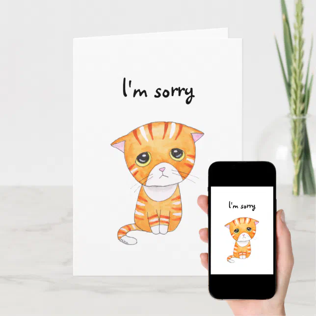 I am Sorry Sad Orange Tabby Cat Customization Text Card | Zazzle