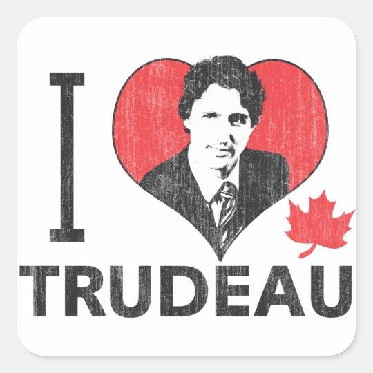 I Heart Trudeau Square Sticker | Zazzle.ca
