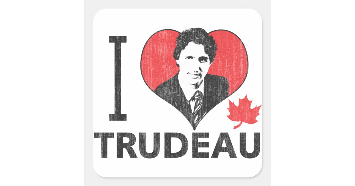 I Heart Trudeau Square Sticker | Zazzle
