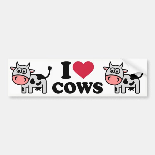 I Love Cows Bumper Sticker | Zazzle.ca