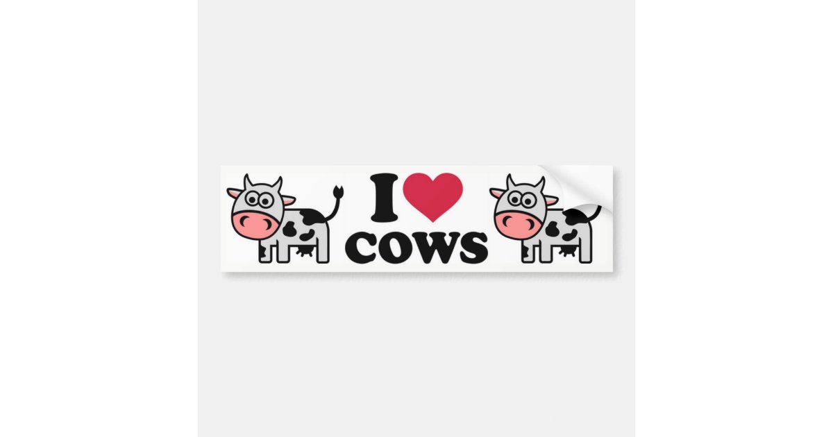 I Love Cows Bumper Sticker | Zazzle
