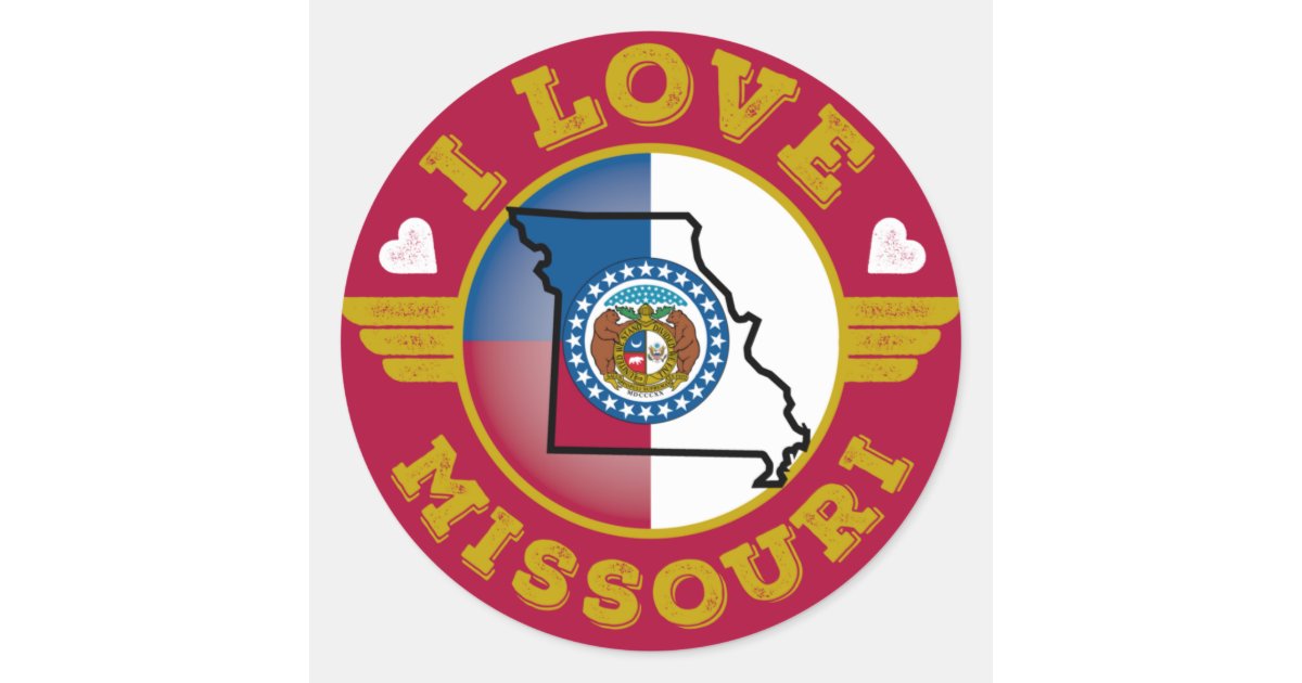 I Love Missouri State Flag and Map Classic Round Sticker | Zazzle