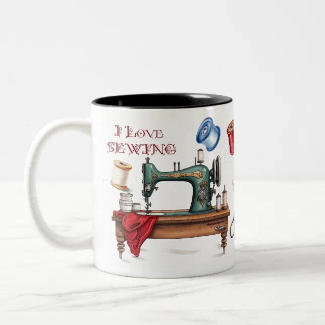 I Love Sewing Two-Tone Coffee Mug | Zazzle