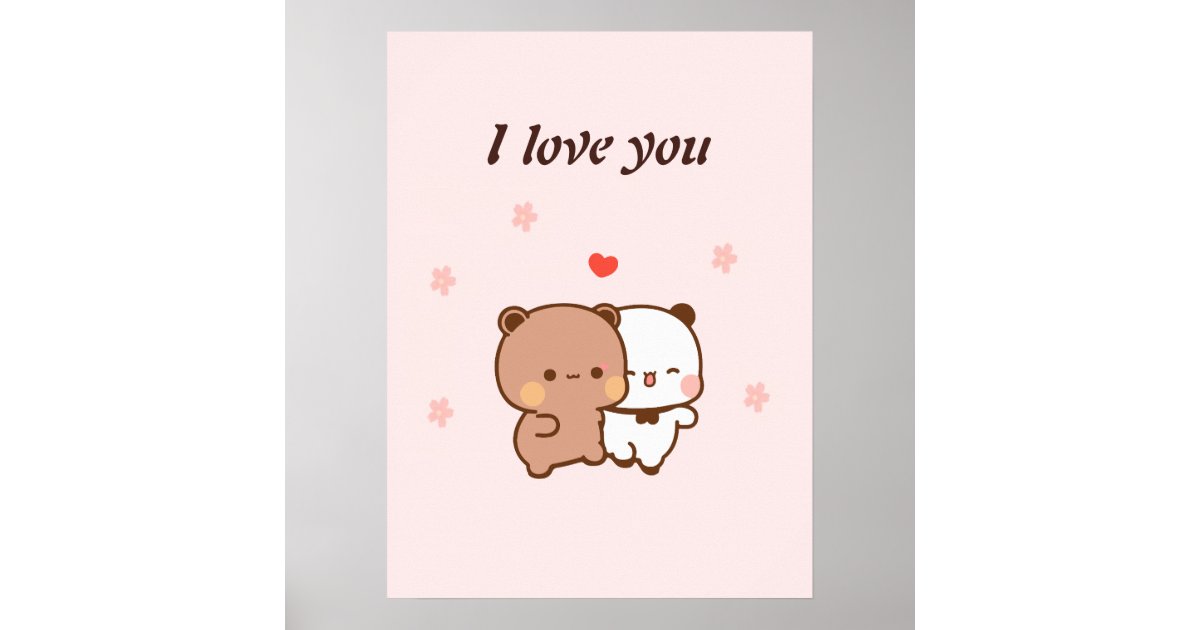 I Love You, Cute couple cartoon Poster | Zazzle
