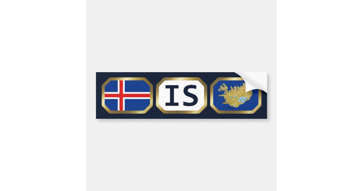 Iceland Flag Map Code Bumper Sticker | Zazzle