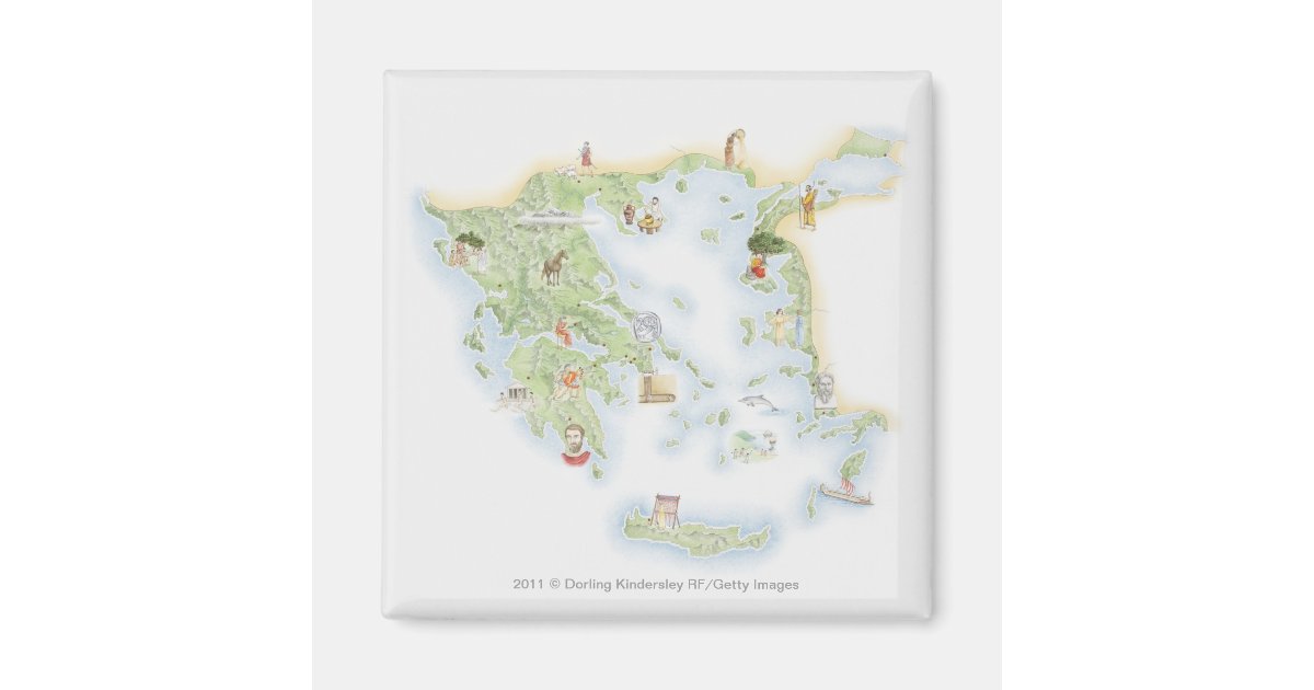 Illustrated map of Ancient Greece Magnet | Zazzle