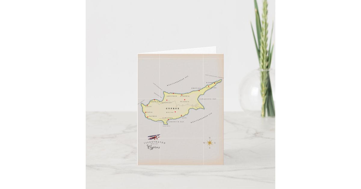 Illustrated map of Cyprus. Note Card | Zazzle