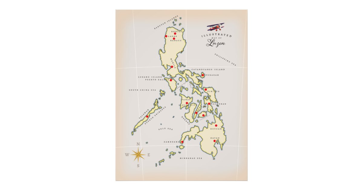 Illustrated map of Luzon Philippines map Photo Print | Zazzle