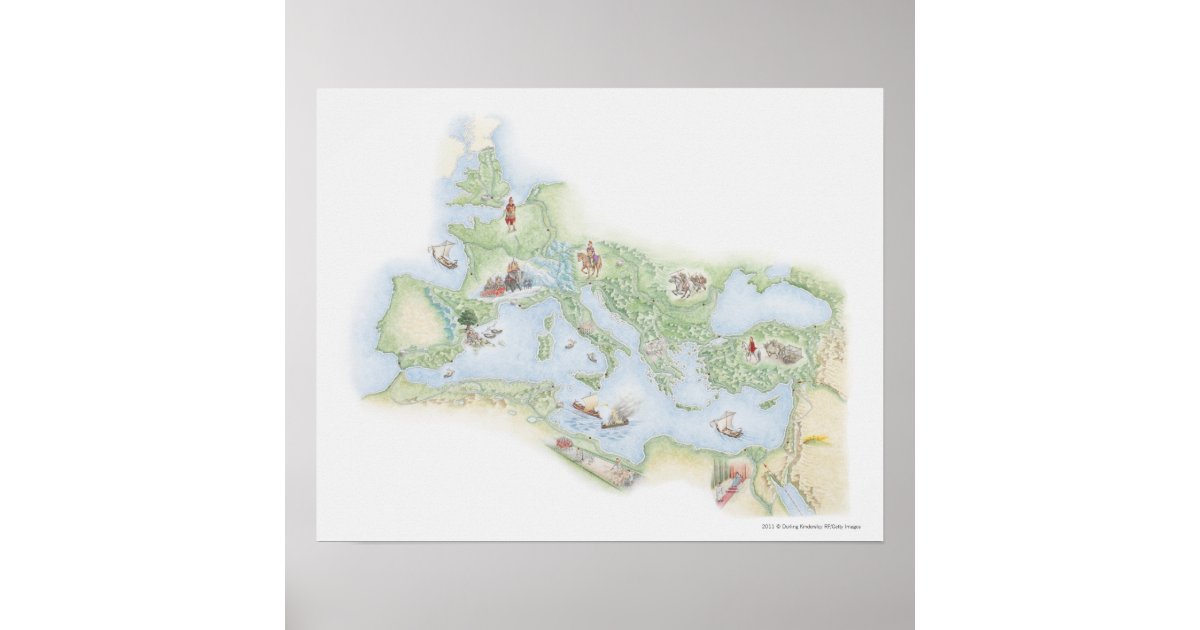 Illustrated map of Roman Empire Poster | Zazzle