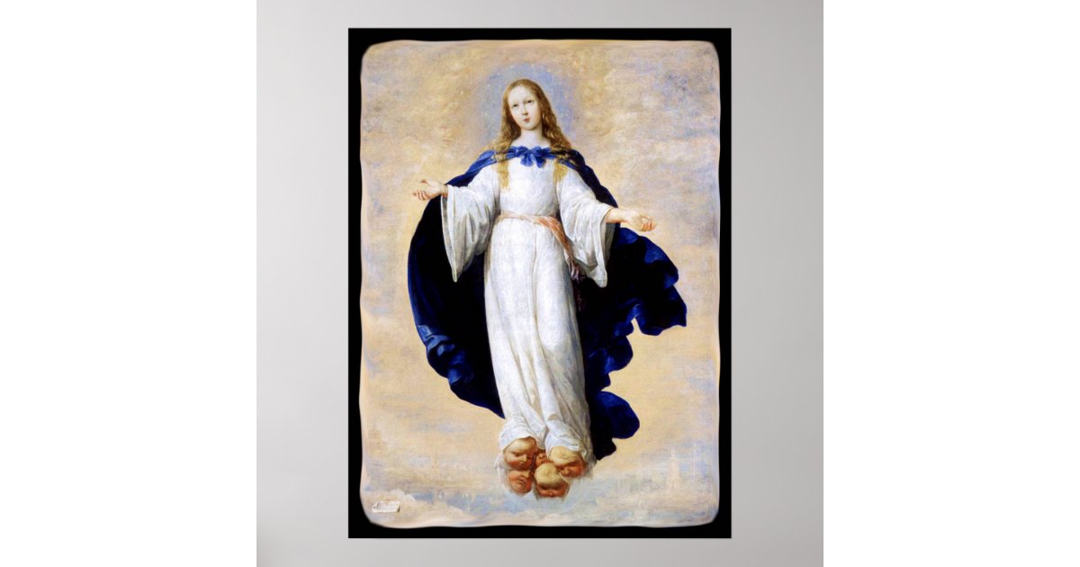 Immaculate Conception Cloud and Cherub - Zurbaran Poster | Zazzle