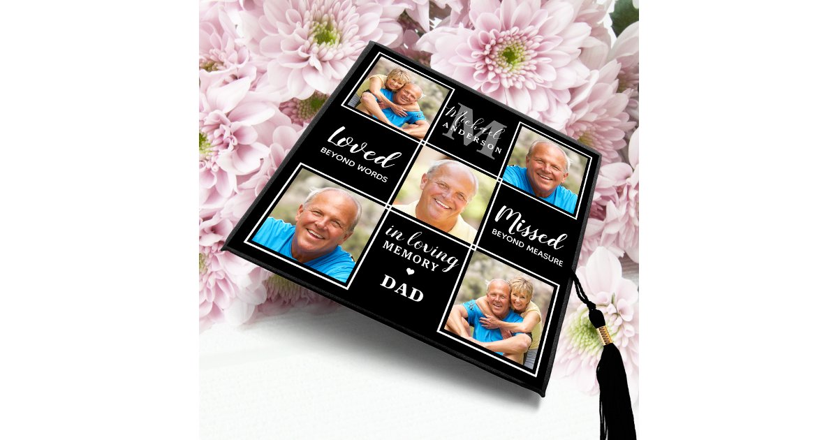 In Loving Memory Personalized 5 Photo Memorial Graduation Cap Topper ...