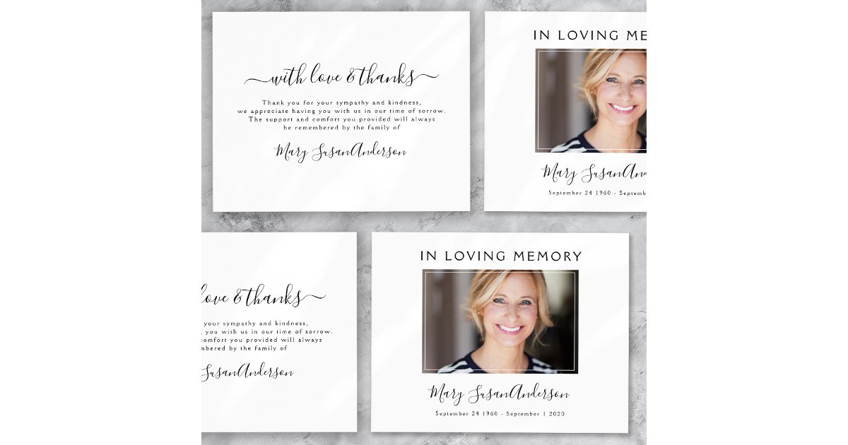 In Loving Memory Photo Funeral Thank You Card | Zazzle