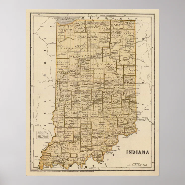 Indiana Atlas Map Poster | Zazzle