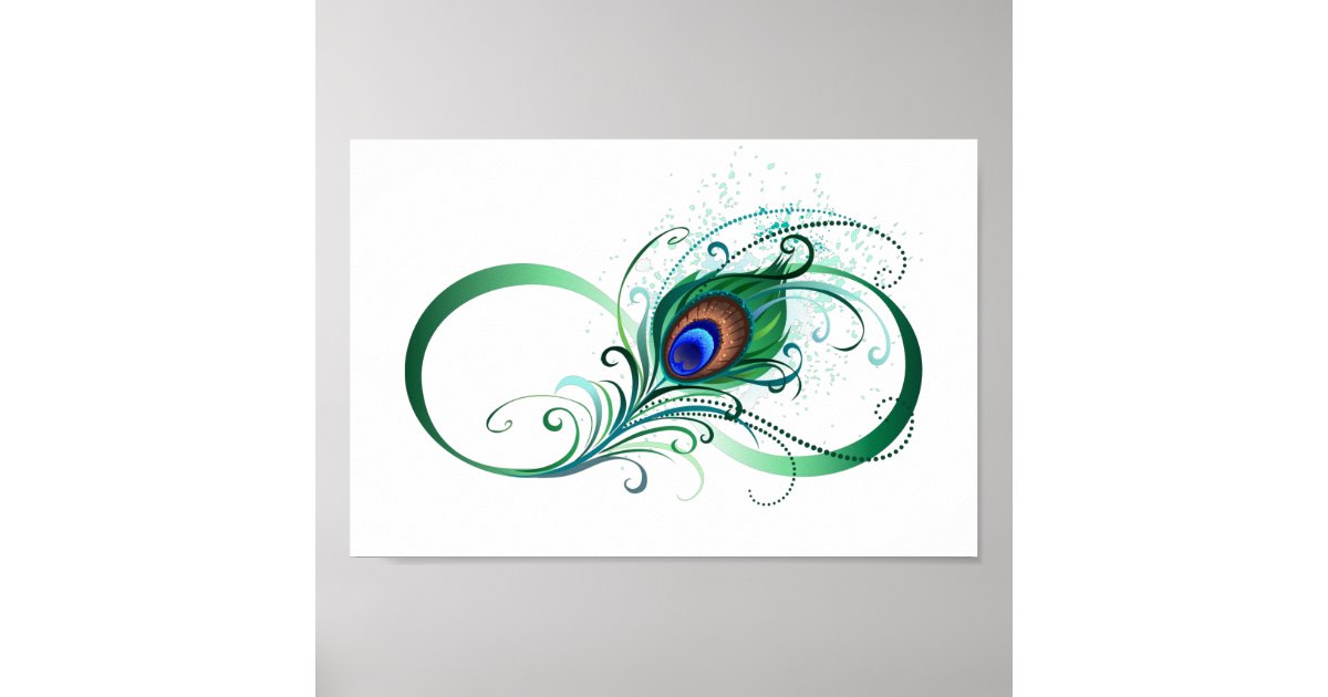 Infinity Symbol with Peacock Feather Poster | Zazzle