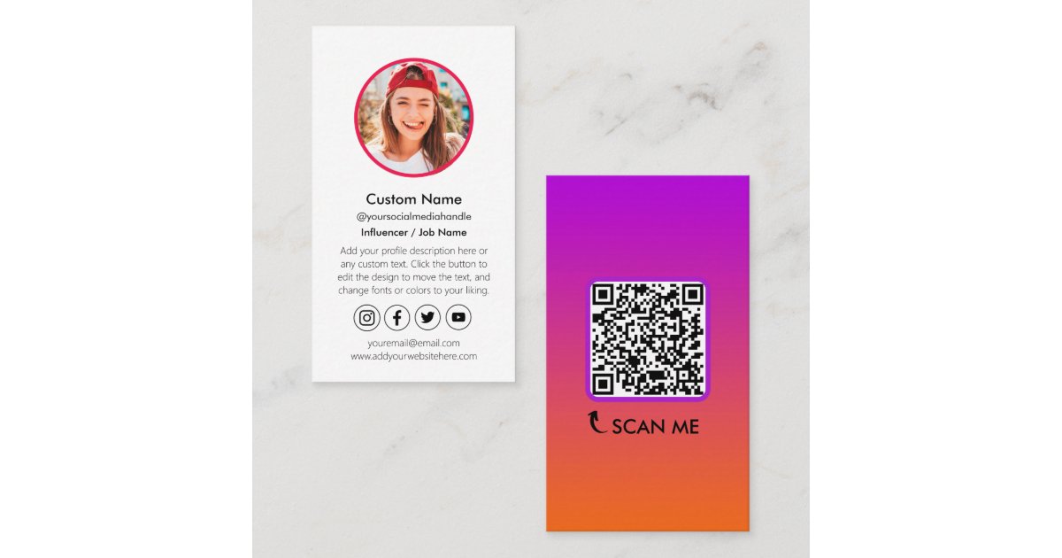 Influencer Content Creator QR Code Social Media Business Card | Zazzle