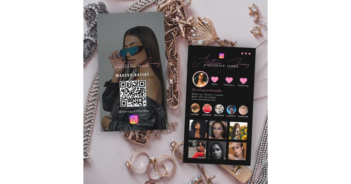 Influencer Photo Feed Grid Social Media QR Code Business Card | Zazzle