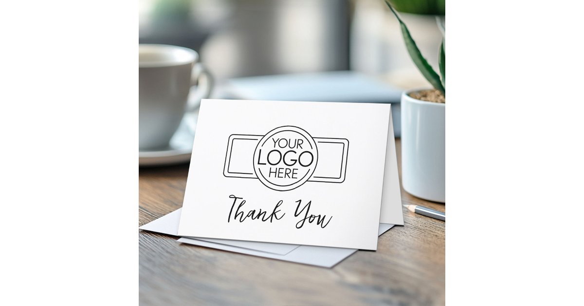 Insert Your Logo on front - QR Code Back Thank You Card | Zazzle