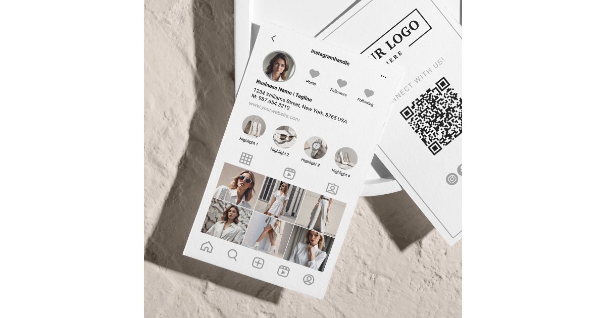 Instagram Scan To Connect QR Code Grey Business Card | Zazzle