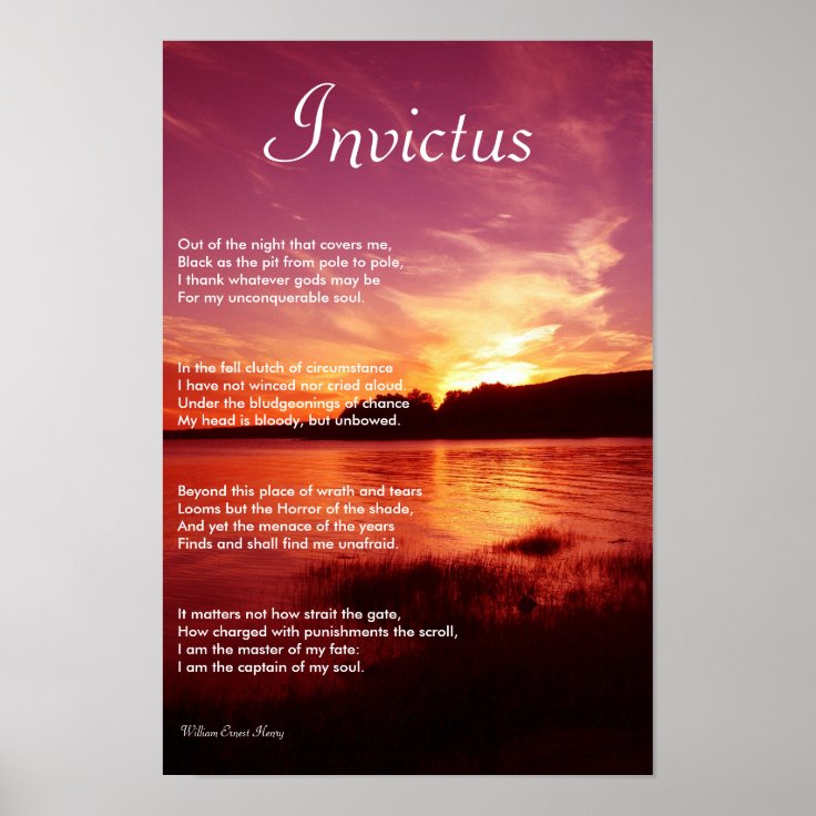 Invictus ~ Inspirational Poem Poster | Zazzle